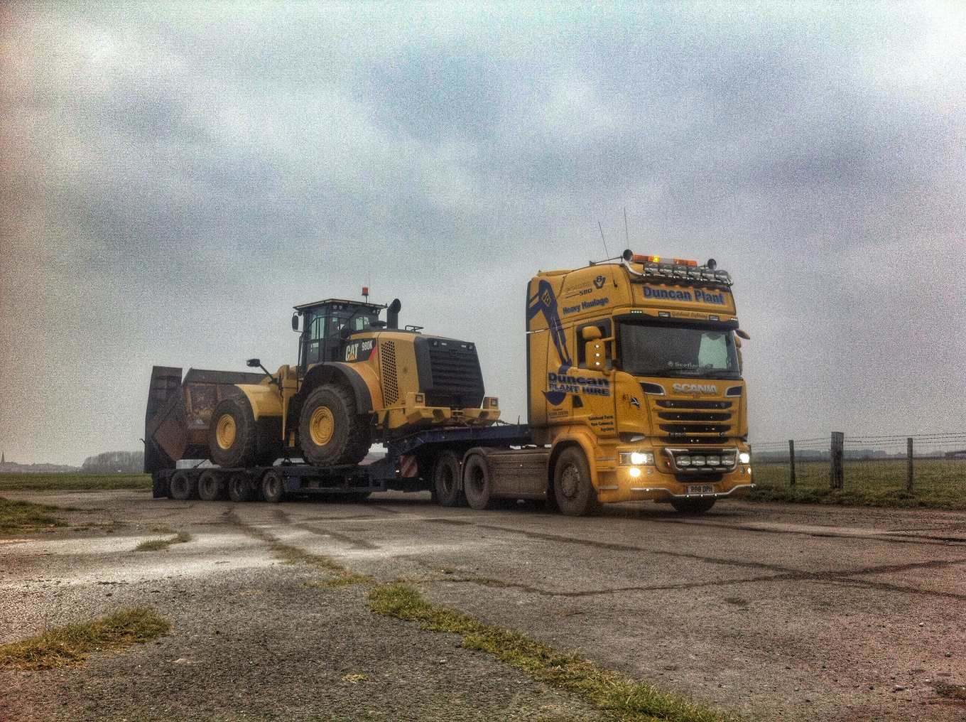 Leaving the yard today - a CAT980K loading shovel with coal bucket
