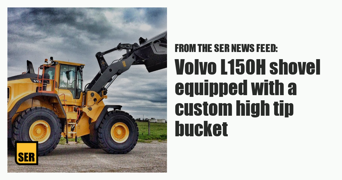 Volvo L150H shovel equipped with a custom high tip bucket
